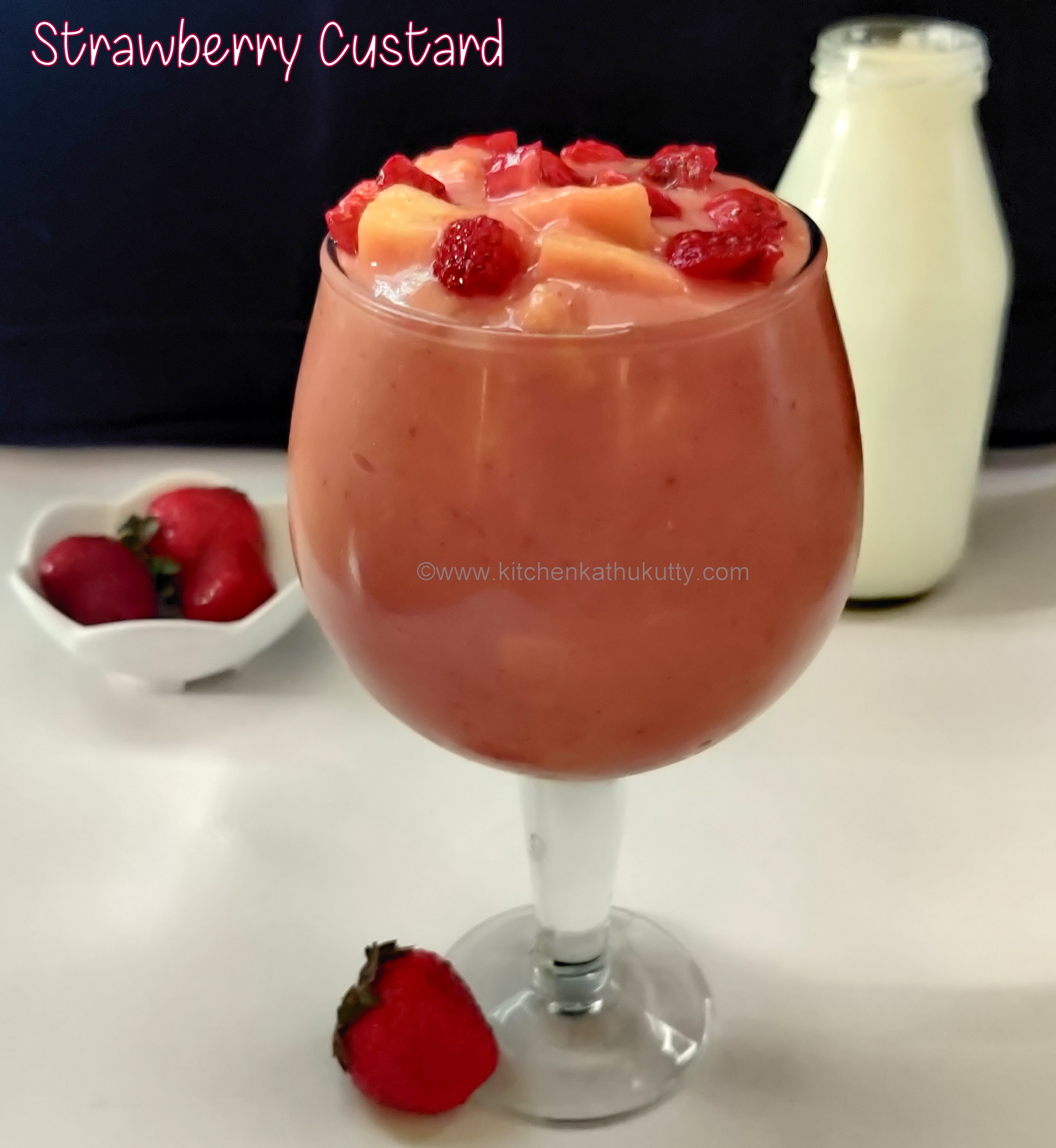 Strawberry Custard Recipe for Toddlers & Kids - Kitchen Kathukutty