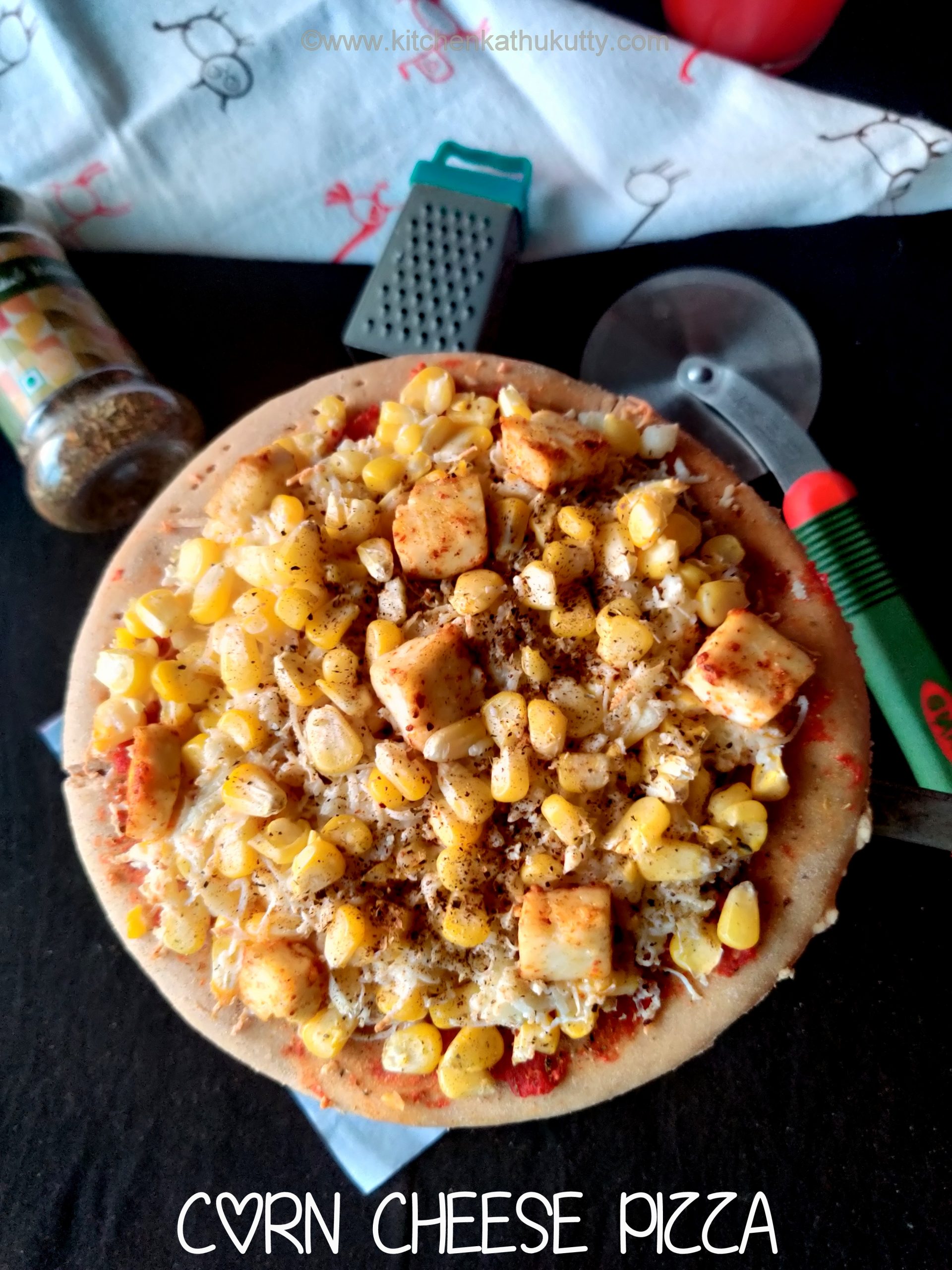 Whole Wheat Corn Cheese Pizza Recipe - Kitchen Kathukutty